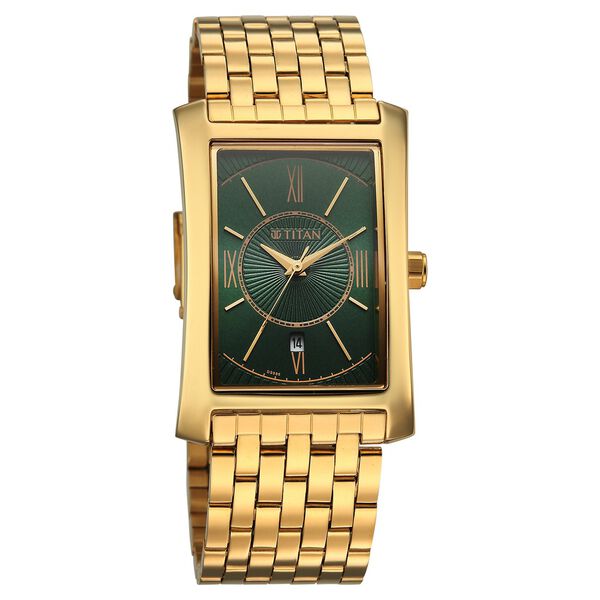 Buy Online Titan Regalia Allure Analog with Date and Green Dial Yellow ...