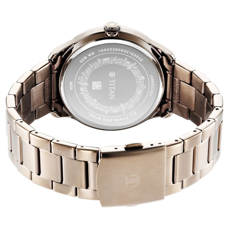 Buy Online Titan Quartet Brown Dial Analog Stainless Steel Strap watch ...