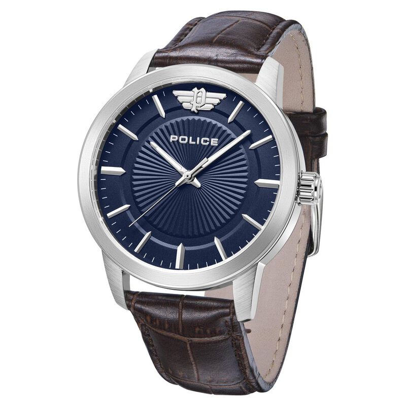 Buy Online Police Quartz Analog Blue Dial Leather Strap Watch for Men ...