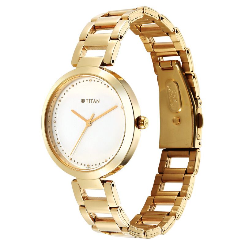 Buy Online Titan Workwear Quartz Analog White Dial Golden Stainless ...