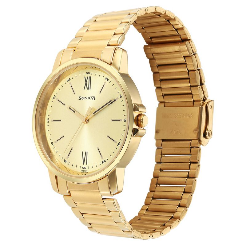 Buy Online Sonata Traditional Essentials Quartz Analog Champagne Dial ...