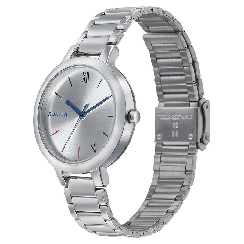 Buy Online Sonata Quartz Analog Silver Dial Stainless Steel Strap Watch ...