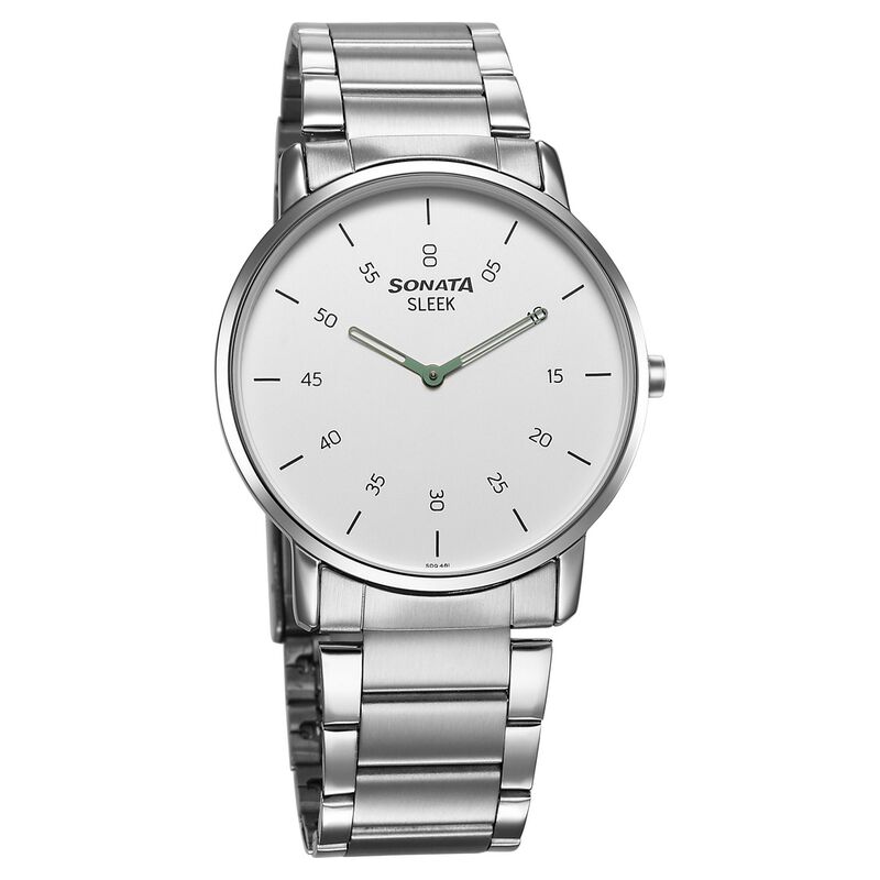 Buy Online Sonata Sleek Quartz Analog White Dial Silver Stainless Steel ...