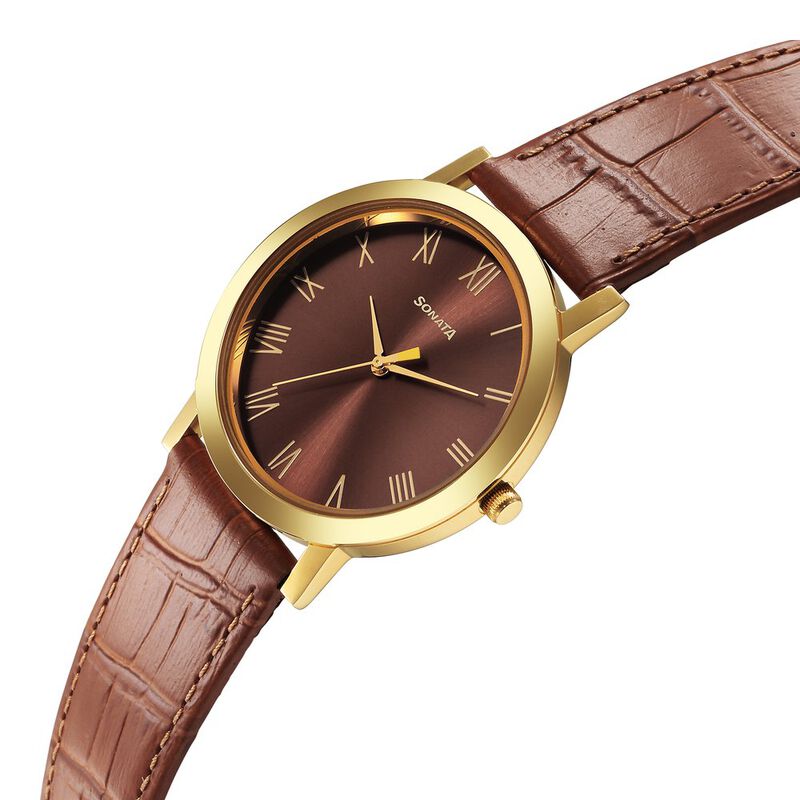 Buy Online Sonata Utsav Quartz Analog Brown Dial Watch for Men ...