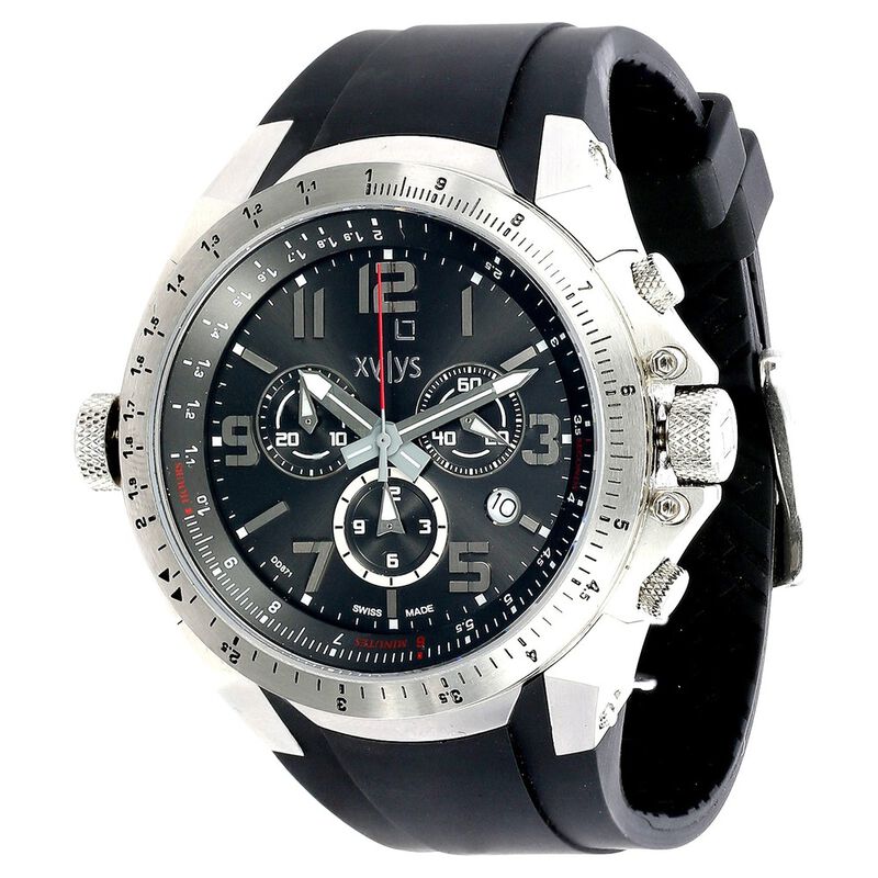 Buy Online Xylys Quartz Chronograph Black Dial Plastic Strap Watch for ...