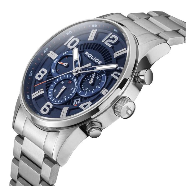 Buy Online Police Blue Dial Silver Strap Multifunction Watch for Men ...