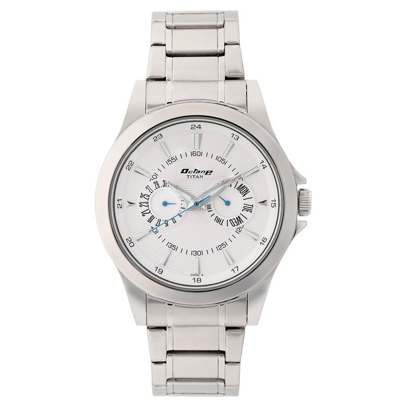 Buy Online Titan Quartz Multifunction Silver Dial Stainless Steel Strap ...