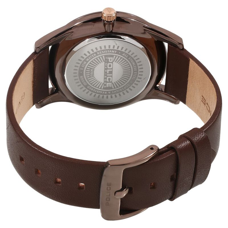 Buy Online Police Quartz Chronograph Brown Dial Leather Strap Watch for ...