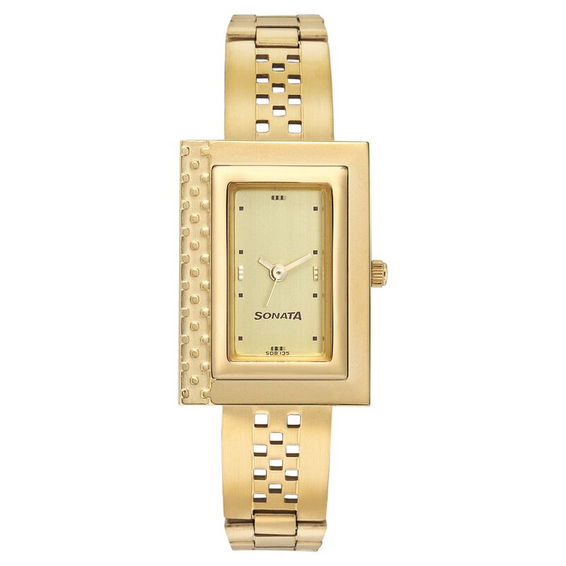 Buy Online Sonata Quartz Analog Champagne Dial Strap Watch for Women ...