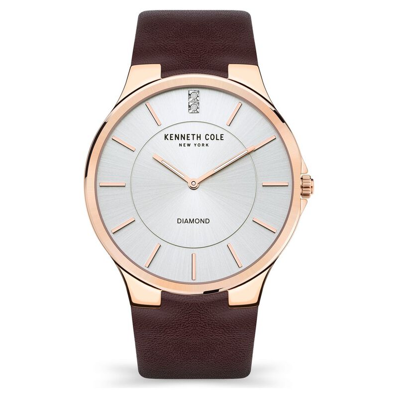 Buy Online Kenneth Cole Silver Dial Leather Strap Watch For Men ...