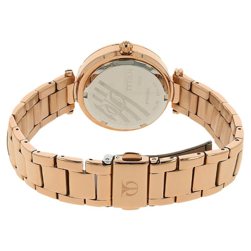 Buy Online Titan Quartz Analog Rose Gold Dial Stainless Steel Strap ...