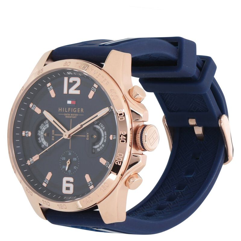 Buy Online Tommy Hilfiger Quartz Multifunction Blue Dial Silicone Strap ...
