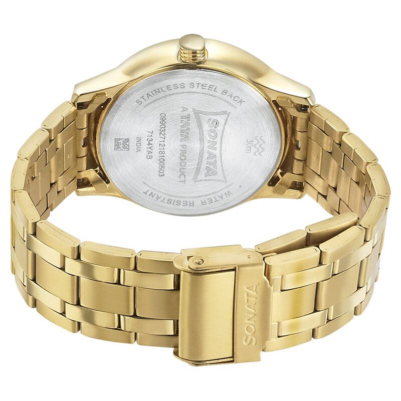 Buy Online Sonata Quartz Analog with Day and Date Champagne Dial Metal ...