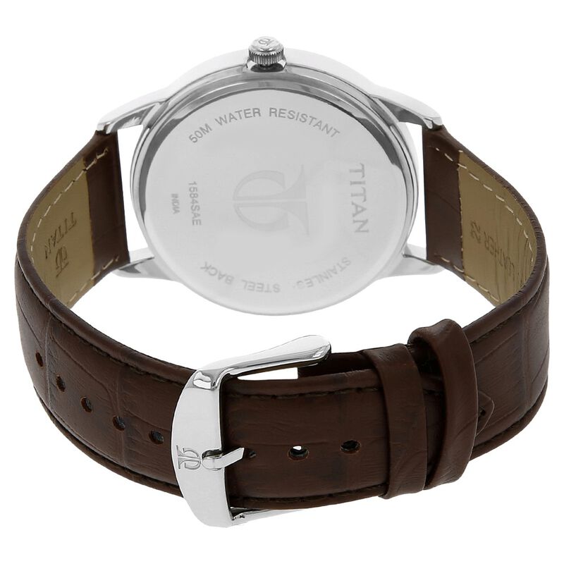 Buy Online Titan Classic Silver Dial Analog with Date Leather Strap ...