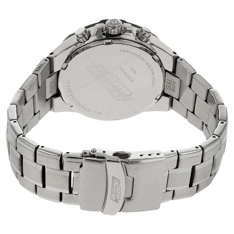 Buy Online Titan Quartz Chronograph White Dial Stainless Steel Strap ...