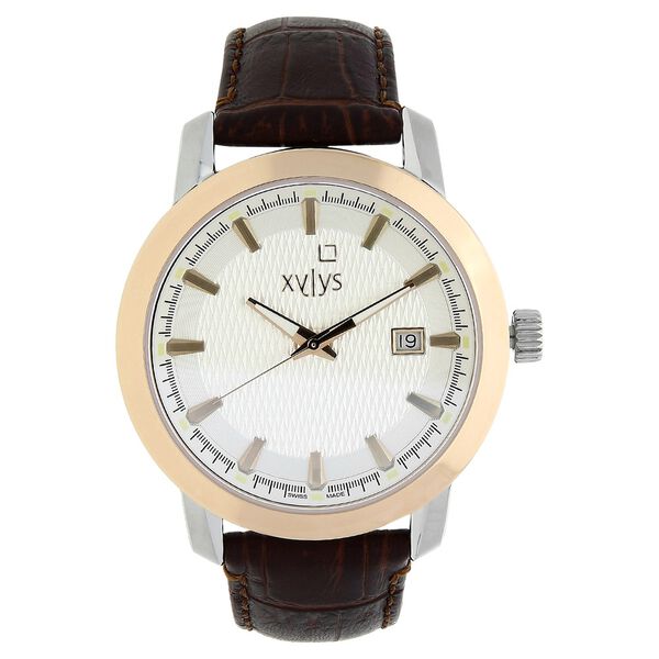 Buy Online Xylys Swiss Analog with Date Bicolour Leather Strap and ...