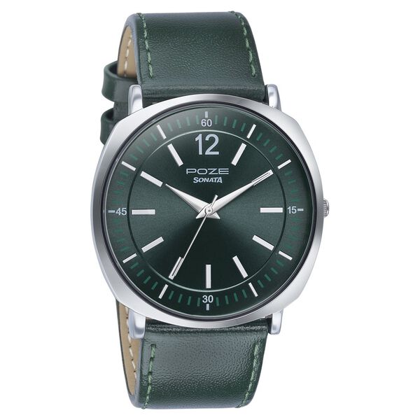 Buy Online Sonata Poze Quartz Analog Green Dial Green Color Leather ...