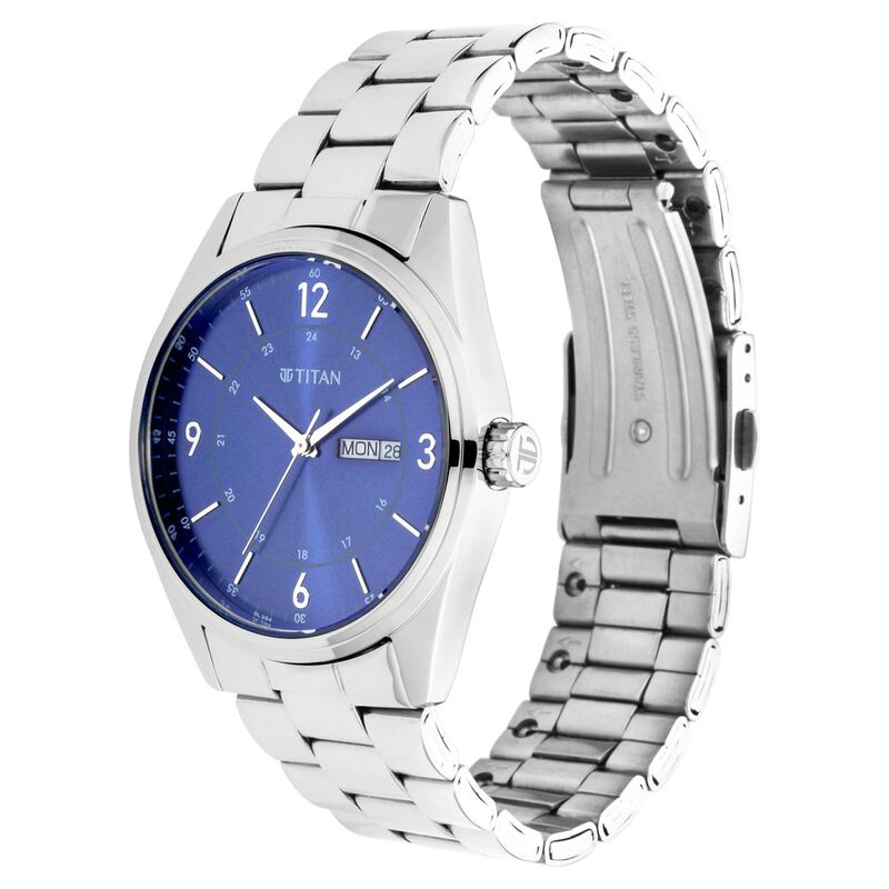 Buy Online Titan Blue Dial Analog with Day and DateStainless Steel ...