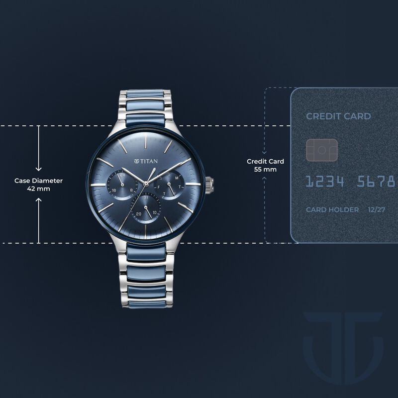 Buy Online Titan Ceramic Fusion Quartz Multifunction Blue Dial Silver ...