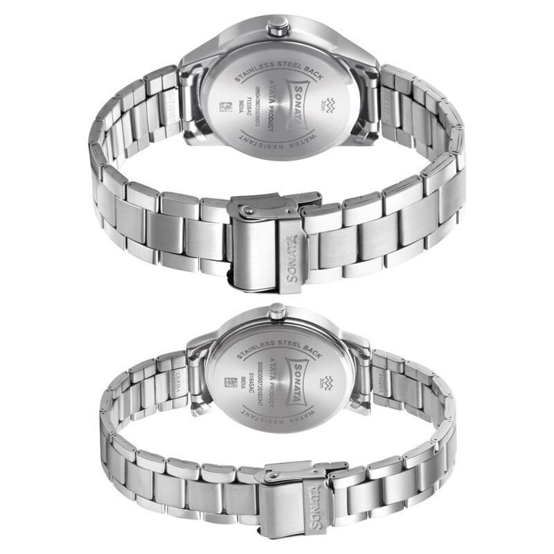 Buy Online Sonata Quartz Analog with Date Blue Dial Metal Strap Watch ...