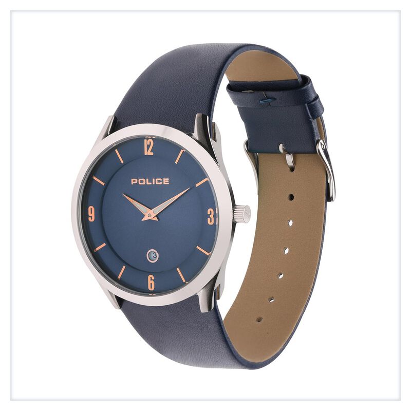 Buy Online Police Quartz Analog Blue Dial Leather Strap Watch for Men ...