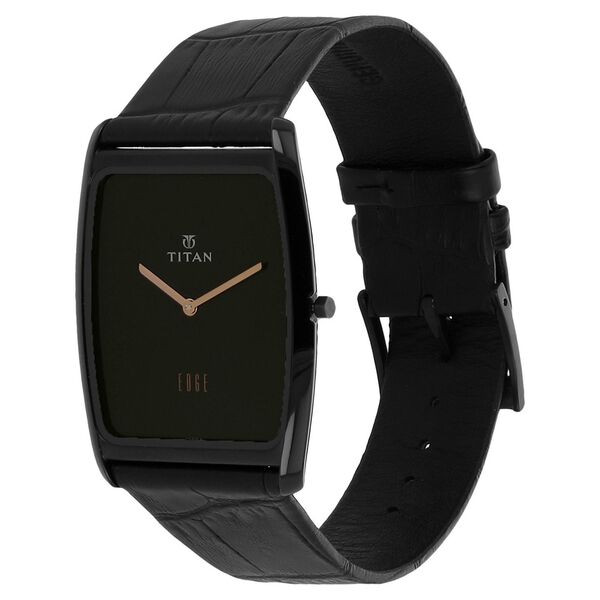 Buy Online Titan Edge Slim Leather Strap Black Dial Analog Watch for ...