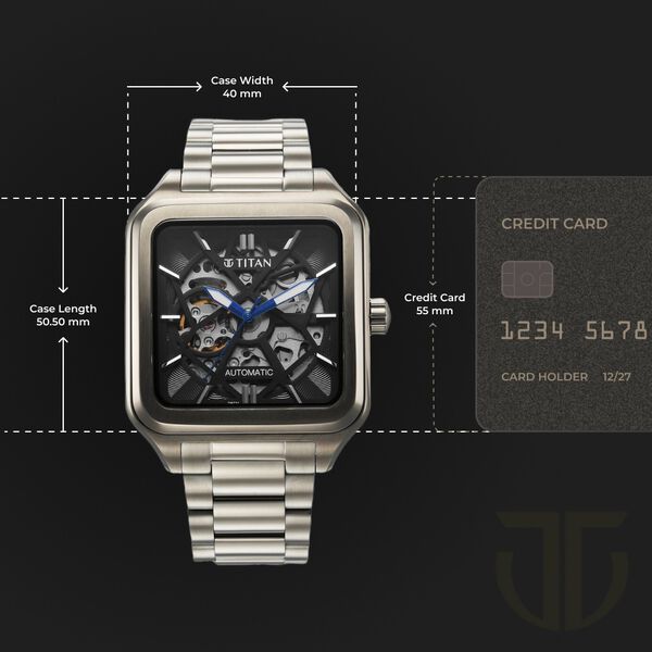 Buy Online Titan Shaped Automatics Anthracite Dial Grey Stainless Steel ...