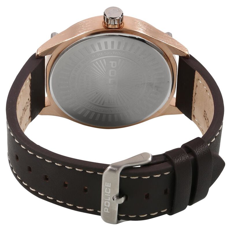 Buy Online Police Quartz Analog with Date Black Dial Leather Strap ...