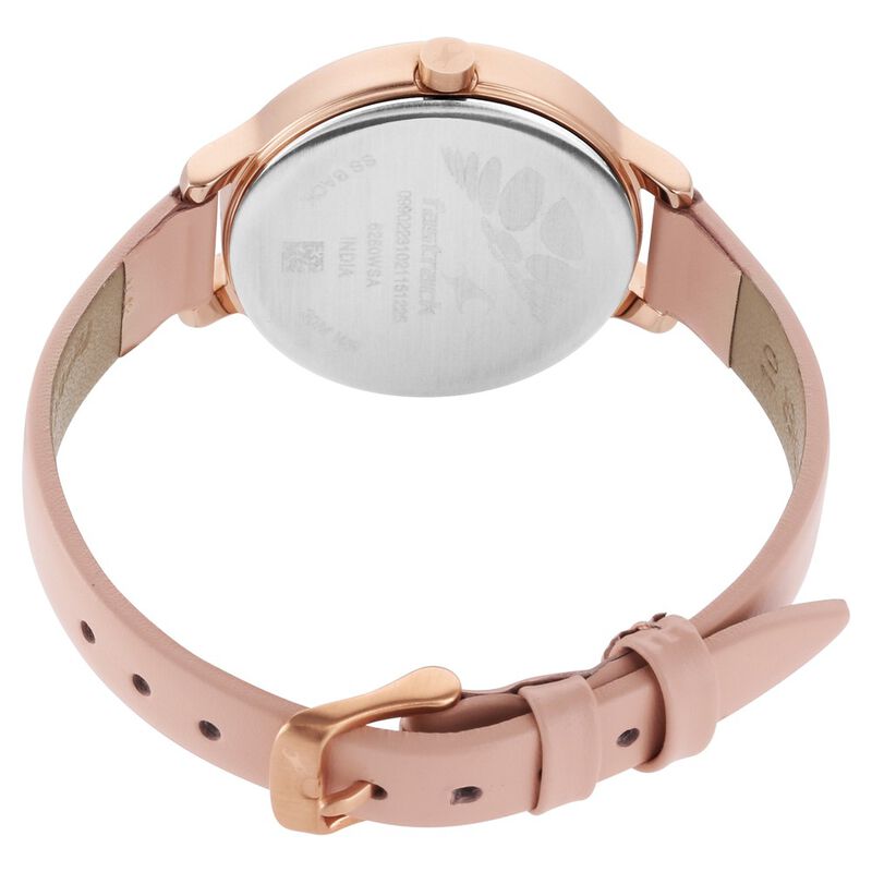 Buy Online Fastrack Uptown Retreat Quartz Analog Rose Gold Dial Leather ...