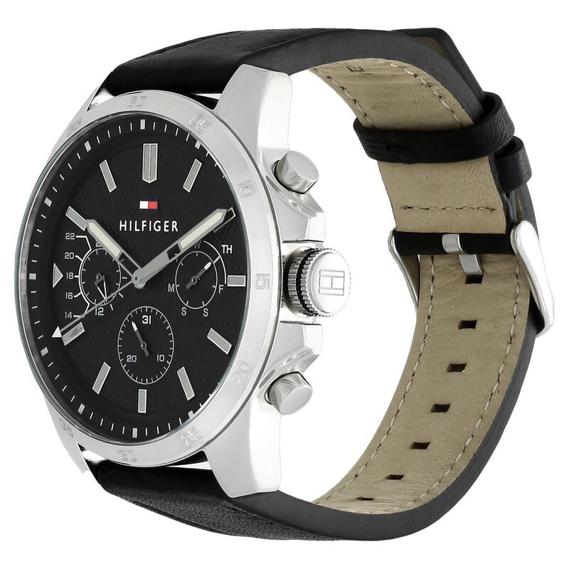 Buy Online Tommy Hilfiger Quartz Analog Black Dial Leather Strap Watch ...