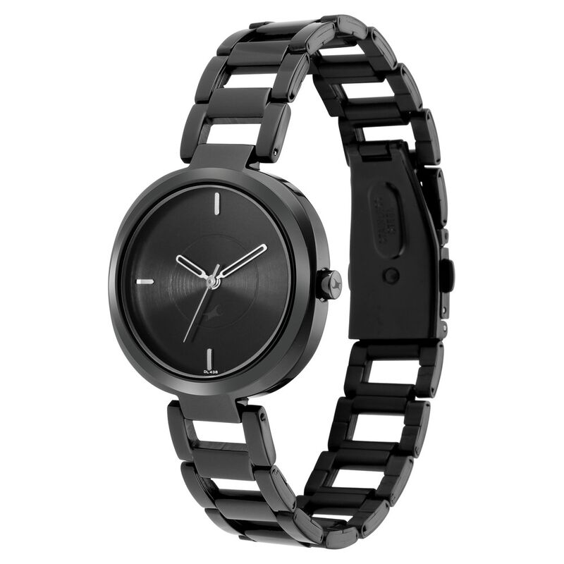 Buy Online Fastrack Stunners Quartz Analog Black Dial Metal Strap Watch ...