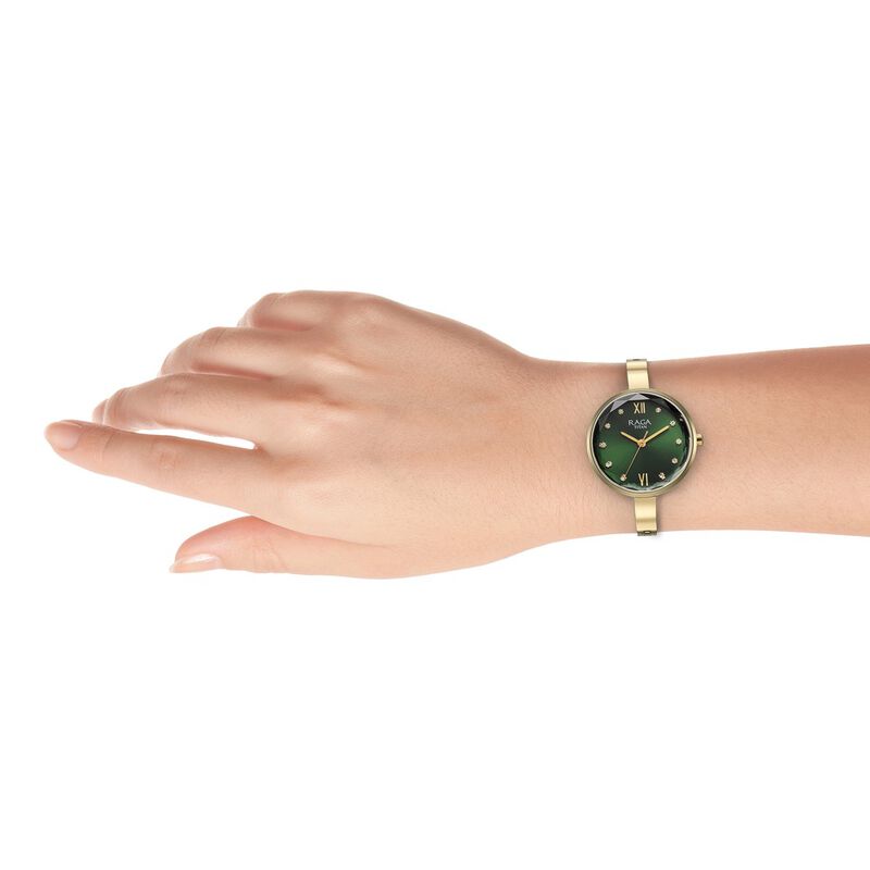 Buy Online Titan Raga Showstopper Quartz Analog Green Dial Metal Strap ...