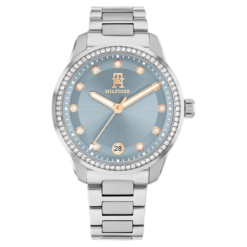 Buy Online Tommy Hilfiger Quartz Analog Blue Dial Silver Stainless ...