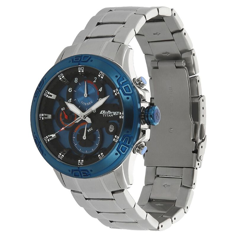 Buy Online Titan Octane Blue Dial Chrono Stainless Steel Strap watch ...