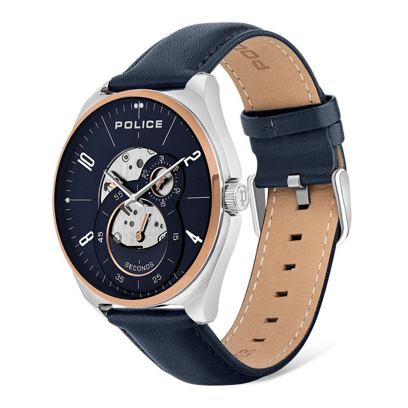 Buy Online Police Mechanical Blue Dial leather Strap Watch for Men ...