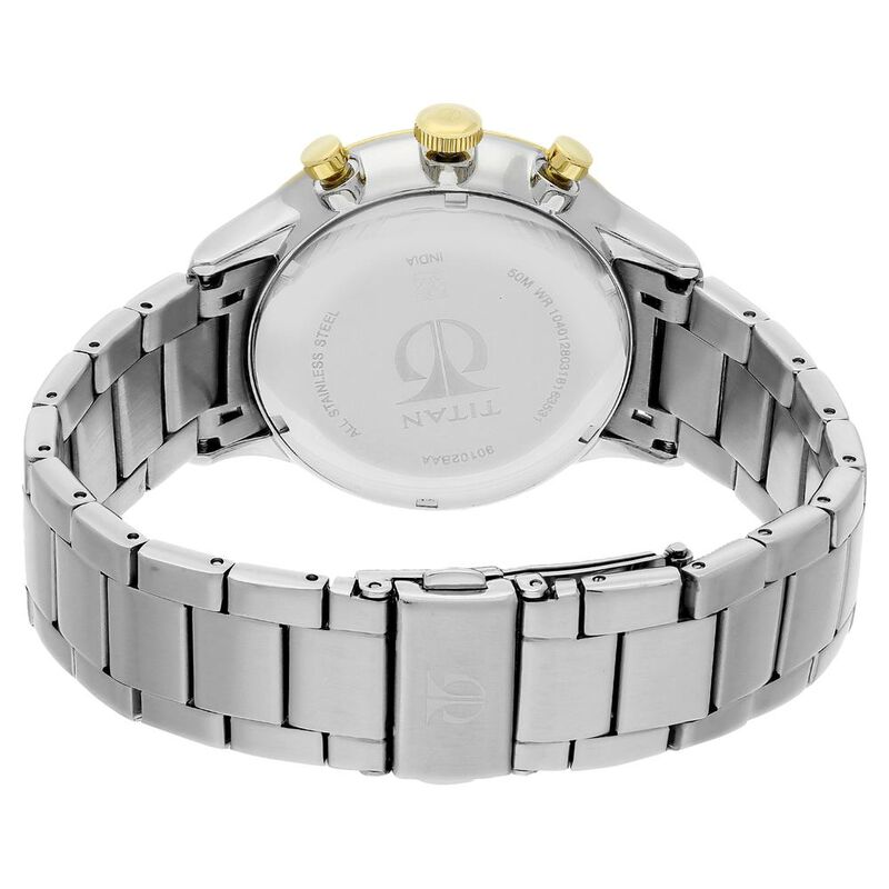 Buy Online Titan White Dial Quartz Multifunction Stainless Steel Strap ...