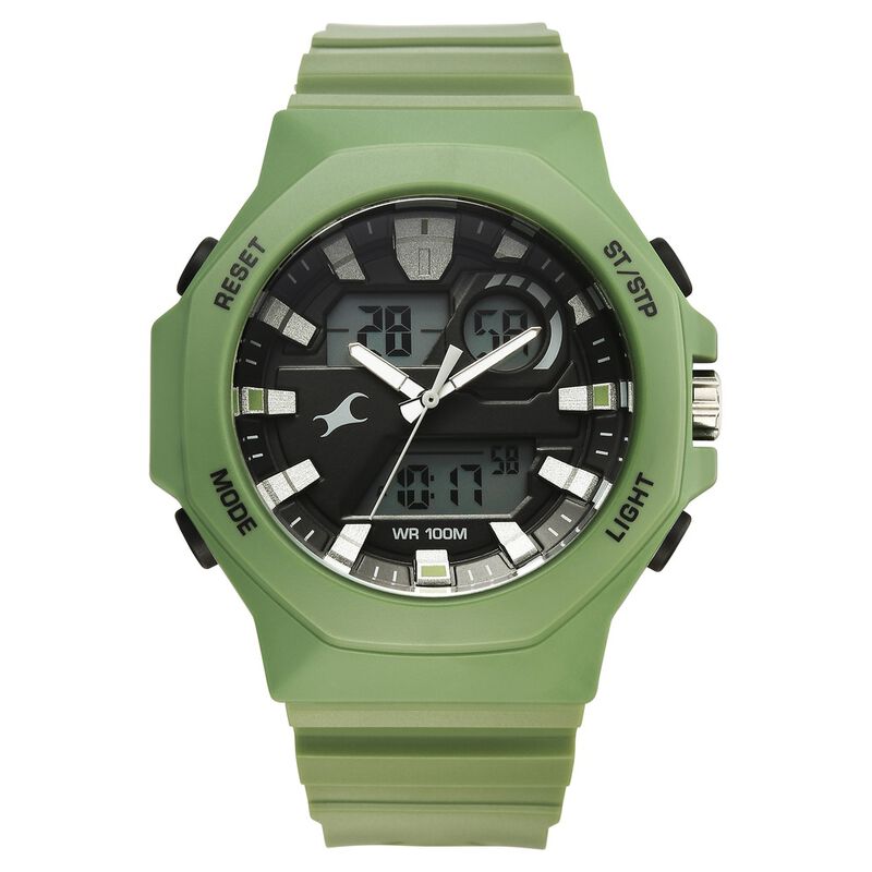 Buy Online Fastrack Streetstyle Quartz Digital Black Dial Green PU ...