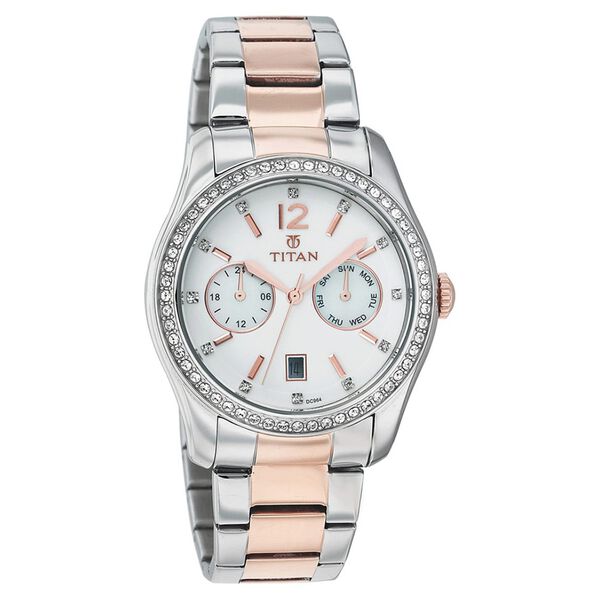 Buy Online Titan Quartz Analog with Date Silver Dial Stainless Steel ...