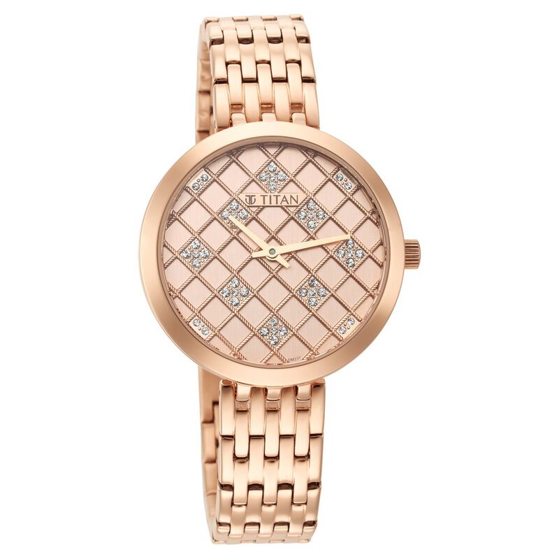 Buy Online Titan Purple Unending Beauty Rose Gold Dial Women Watch With ...