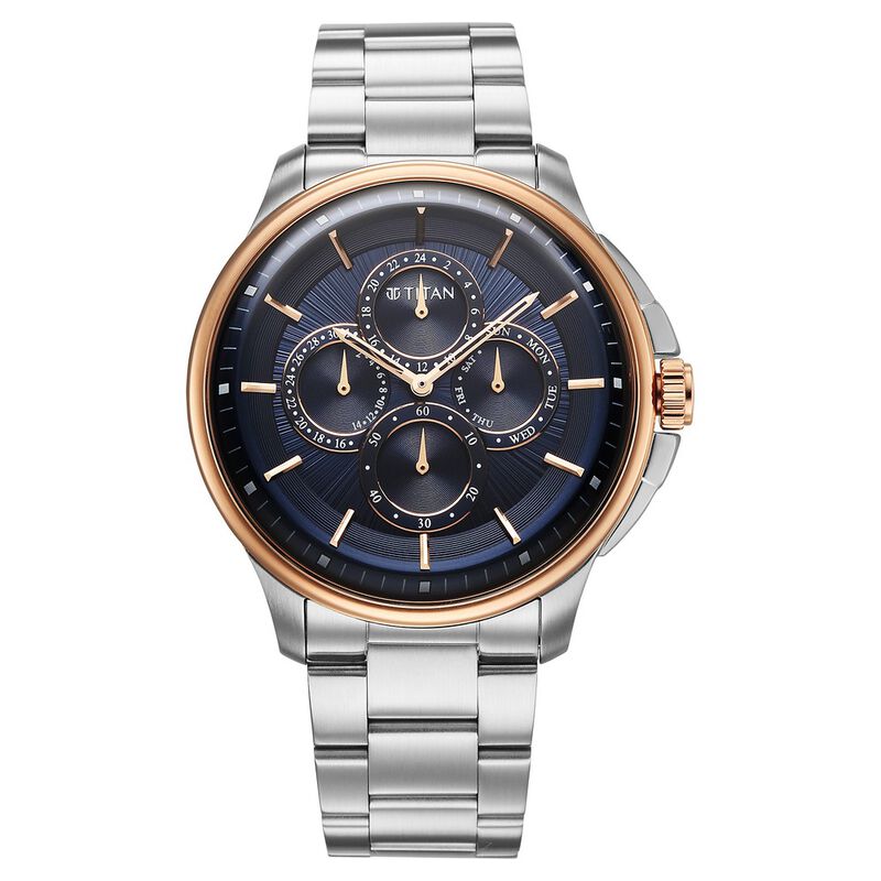 Buy Online Titan Classique Four Eye Multifunction Analog with Blue Dial ...