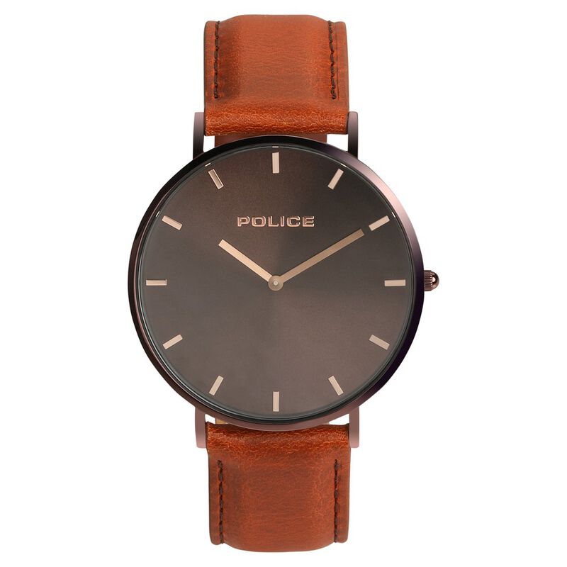 Buy Online Police Quartz Analog Brown Dial Leather Strap Watch for Men ...