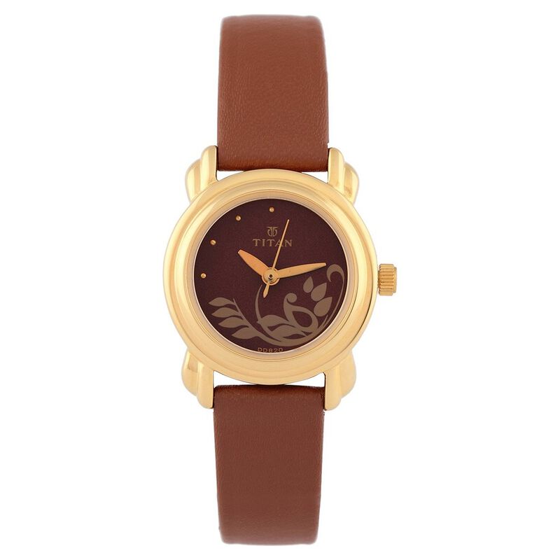 Buy Online Titan Quartz Analog Brown Dial Leather Strap Watch for Women ...
