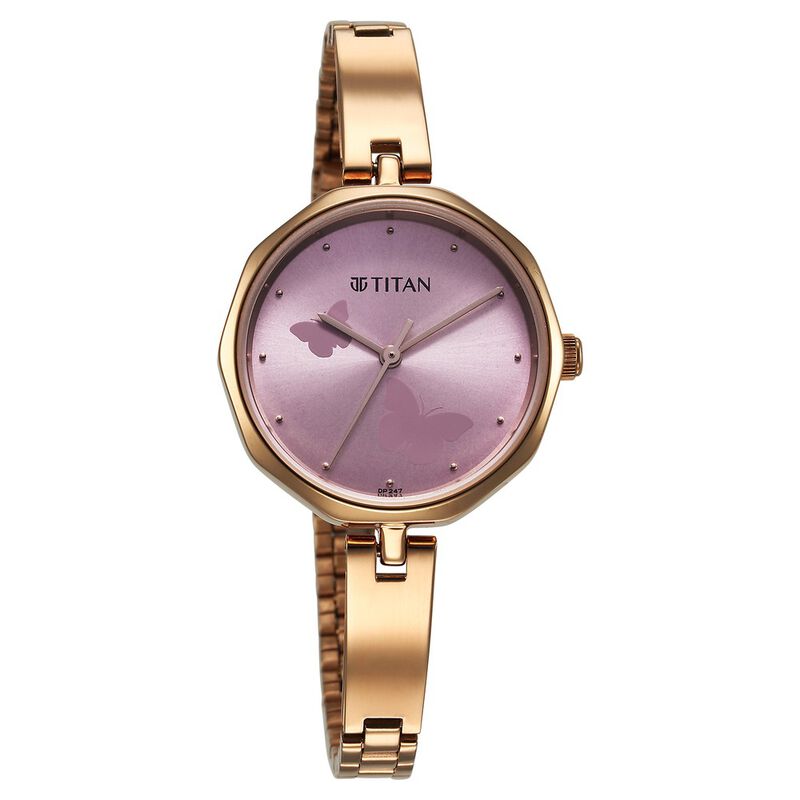 Buy Online Titan Karishma Quartz Analog Pink Dial Stainless Steel Strap ...