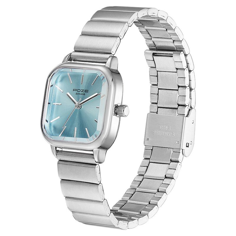 Buy Online Poze by Sonata Quartz Analog Blue Dial Stainless Steel Strap ...