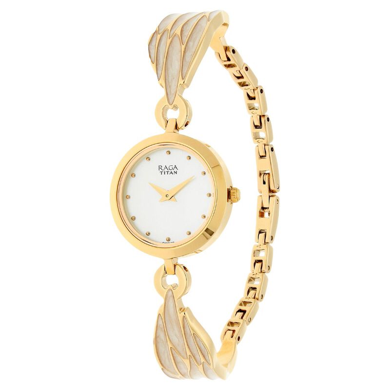 Buy Online Titan Raga Moonlight White Dial Women Watch With Metal Strap ...