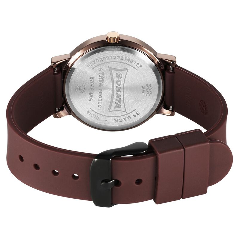 Buy Online Sonata Essentials Brown Dial Polyurethane Strap Watch for ...