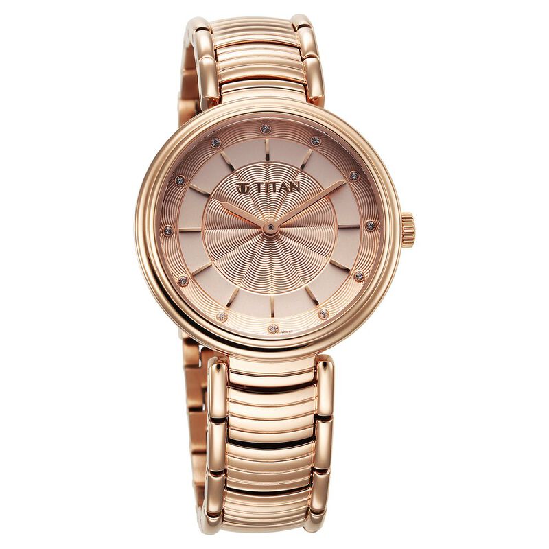 Buy Online Titan Aura Quartz Analog Rose Gold Dial Rose Gold Stainless ...
