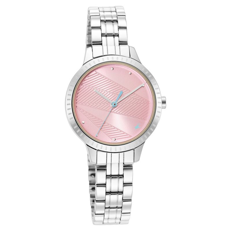 Buy Online Fastrack Stunners Quartz Analog Pink Dial Metal Strap Watch ...