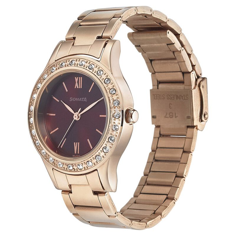 Buy Online Sonata Blush It Up Maroon Dial Women Watch With Stainless ...