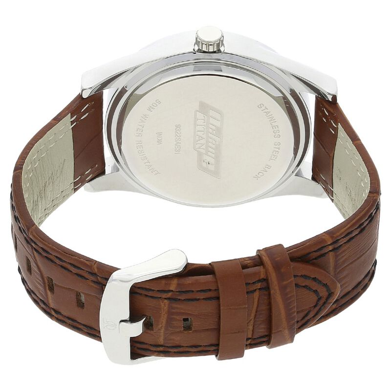Buy Online Titan Quartz Multifunction Silver Dial Leather Strap Watch ...